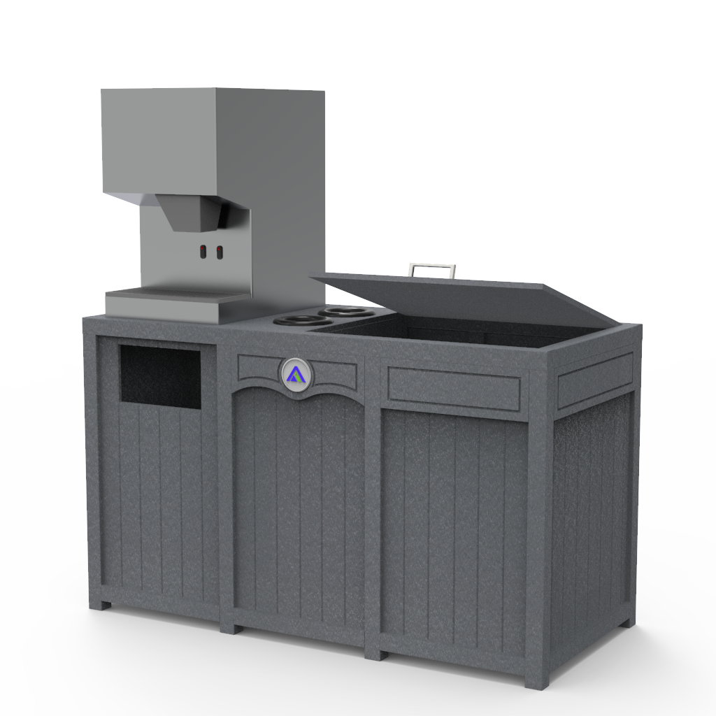 Golf Course Refreshment Station with Waste Receptacle & Cup Dispenser