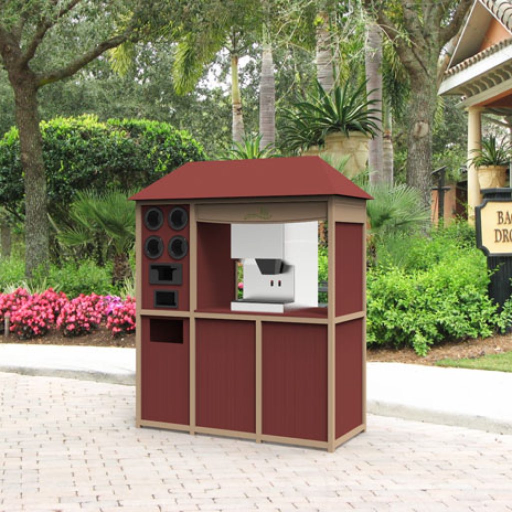 Golf Refreshment Station with 4 Cup Dispensers and Waste Receptacle