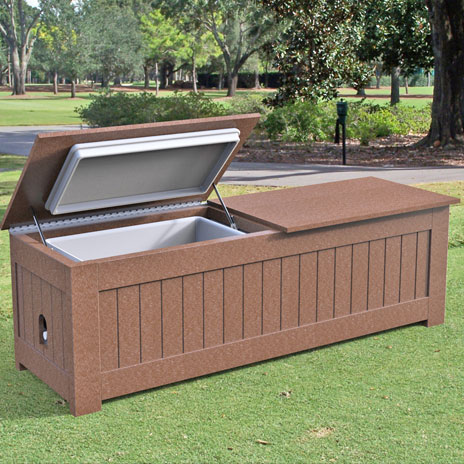 Golf Ice Chest Enclosure in Recycled Plastic with Split Lid Design