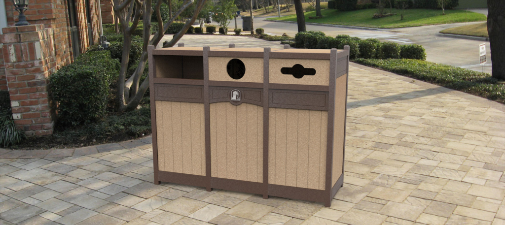 Golf Course Garbage Cans in Recycled Plastic or Sustainble Hardwoods