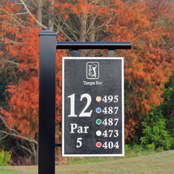 Cast Metal Tee Signs in Aluminum - Yardarm Mount | Designer Golf Products