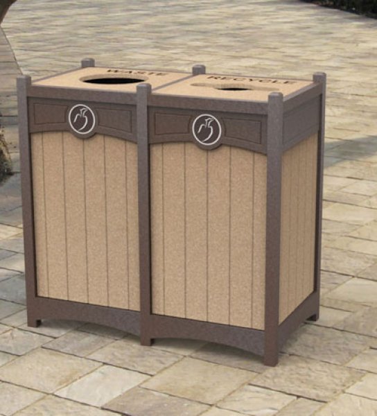 Golf Course Waste and Recycling Bins in Recycled Plastic or Hardwood